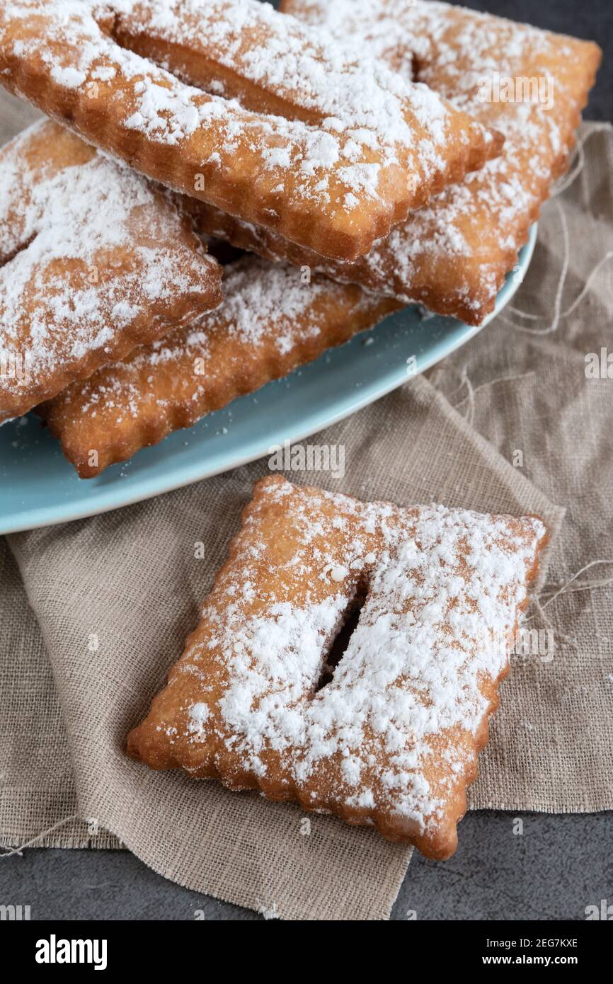 Homemade sweet typical french merveilles Stock Photo - Alamy