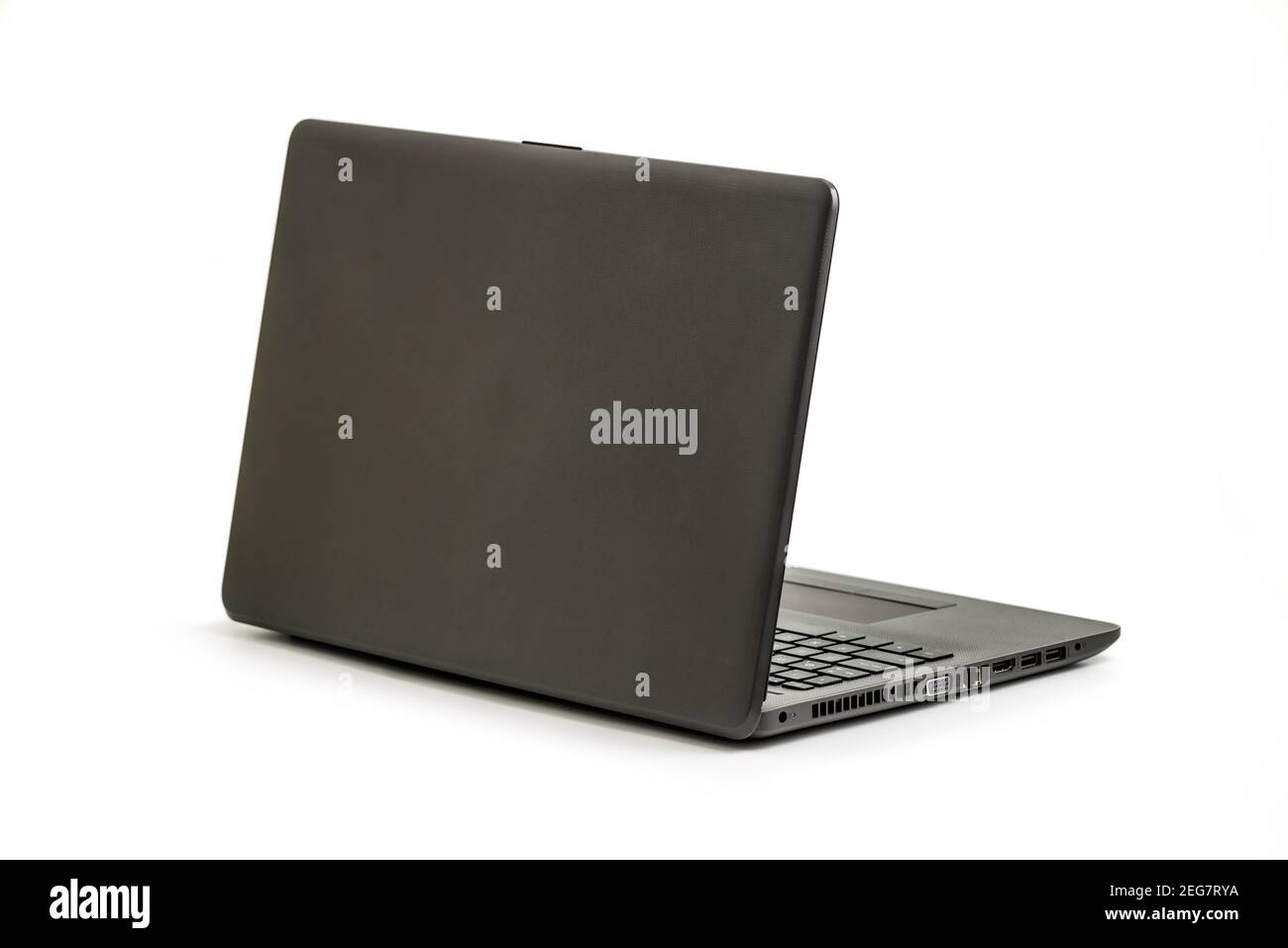 Laptop isolated on white background - back view with clipping path ...