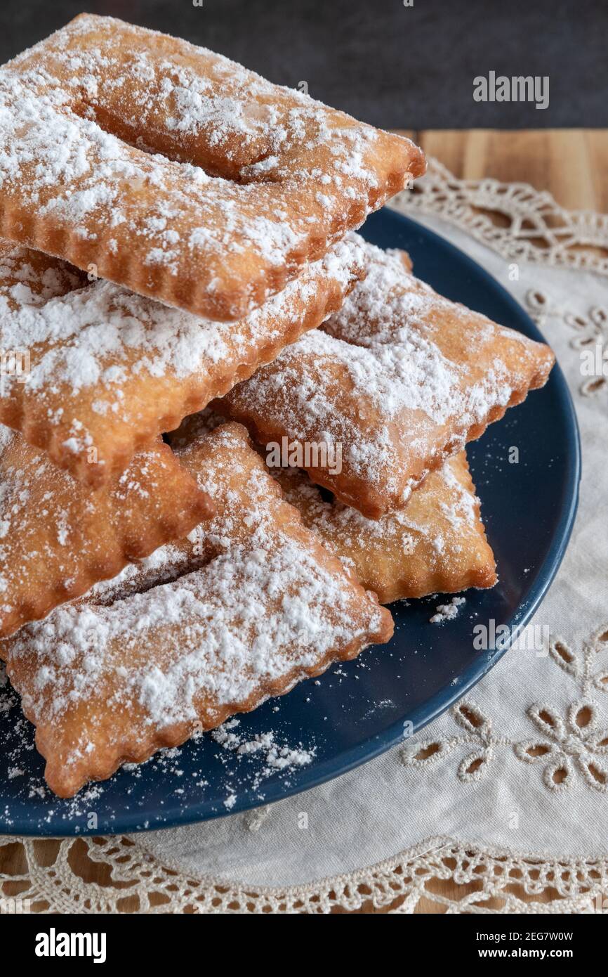 Homemade sweet typical french merveilles Stock Photo - Alamy