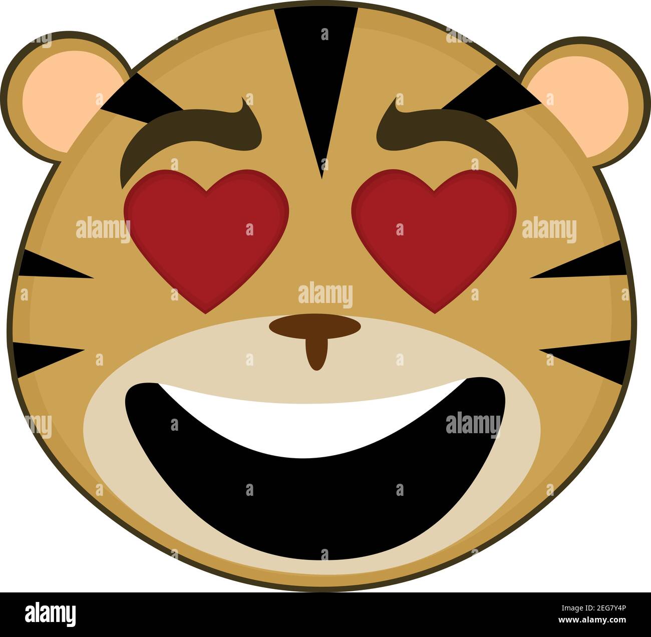 Vector emoticon illustration cartoon of a tiger´s head with an ...