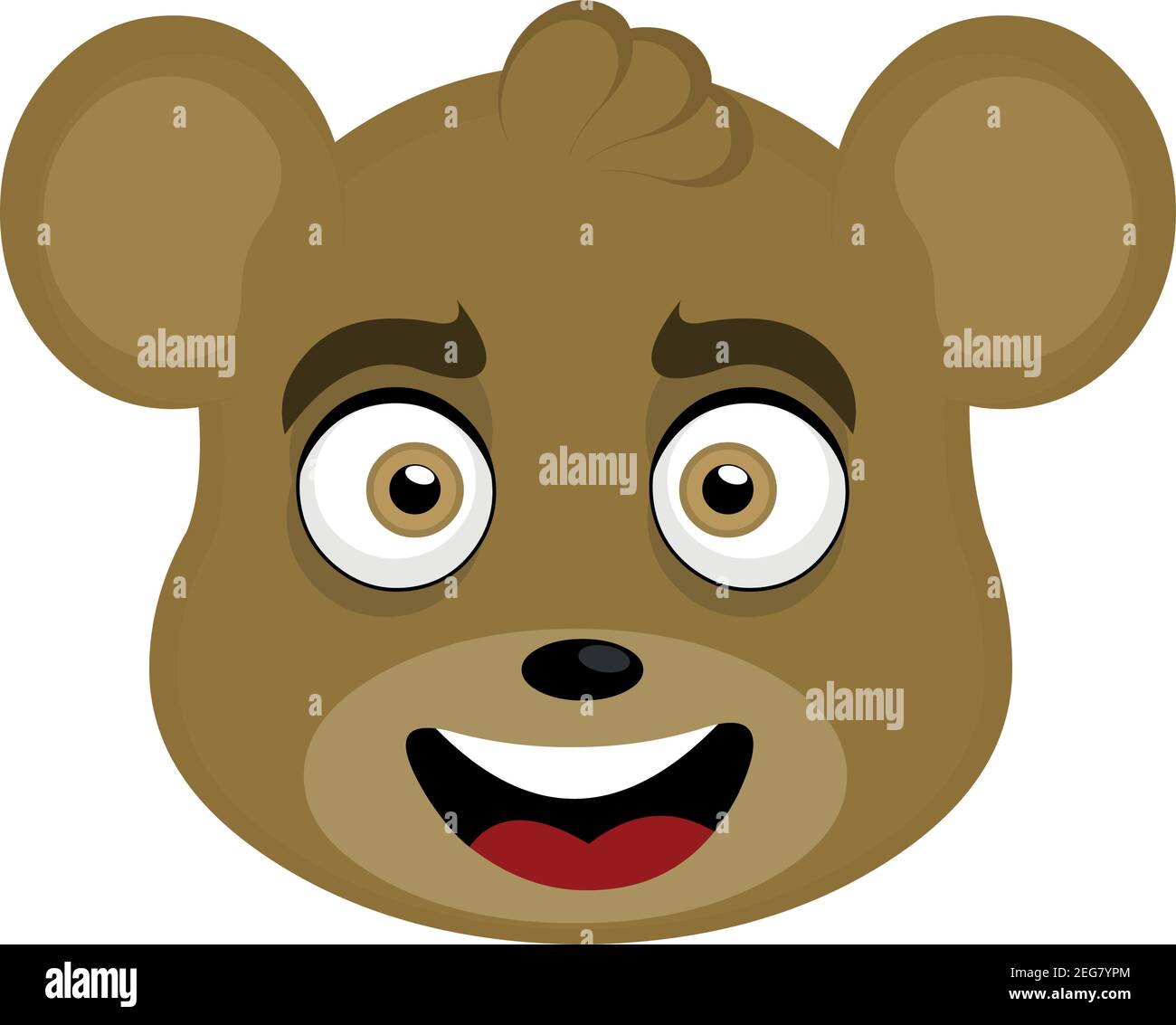 Vector emoticon illustration cartoon of a bear's head with a happy ...