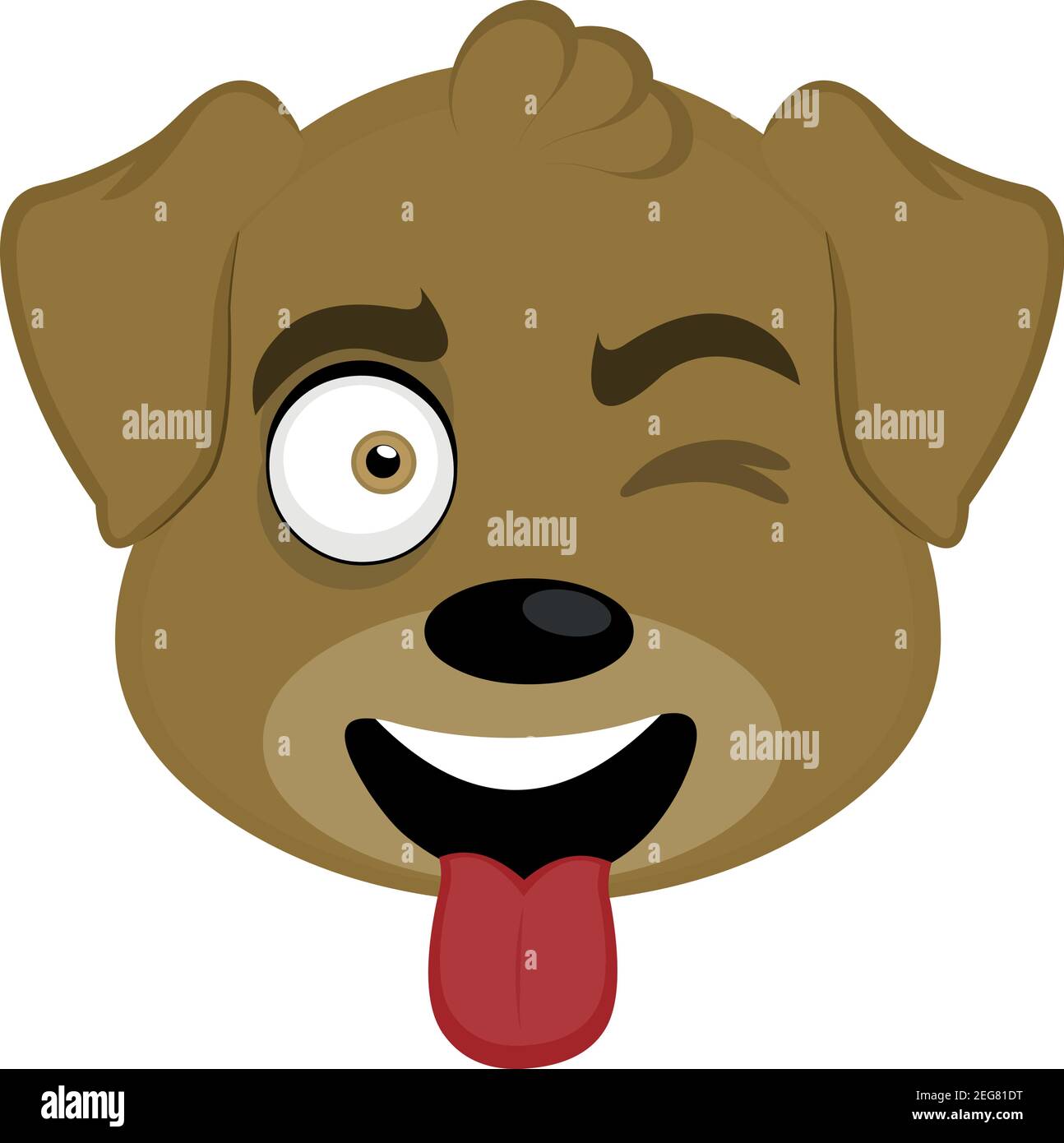 Vector emoticon illustration of a cartoon dog's face sticking out his ...