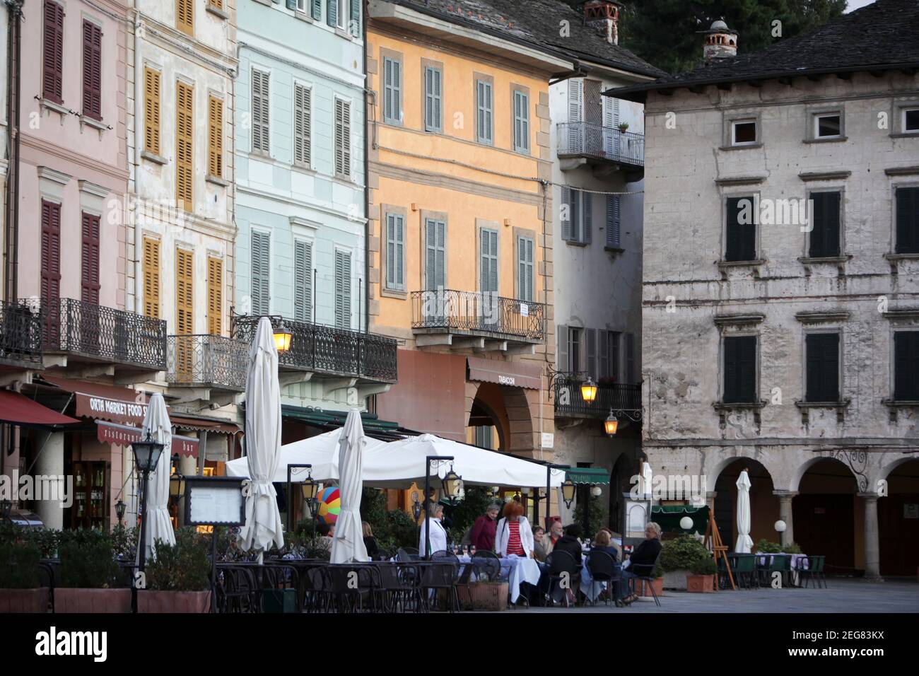 the old town of the village of Orta on the Lake Orta in Piemont in ...