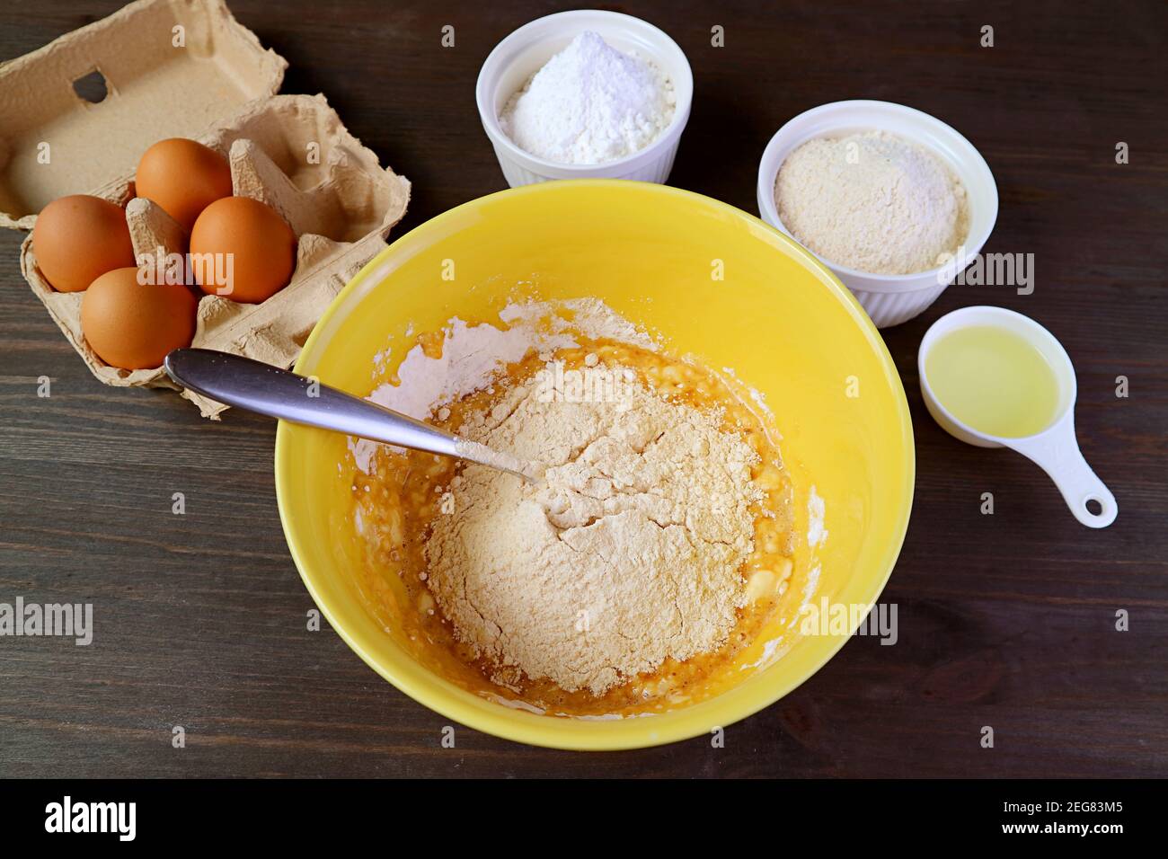 Mixing Bowl Flour Wooden Spoon High Resolution Stock Photography and ...
