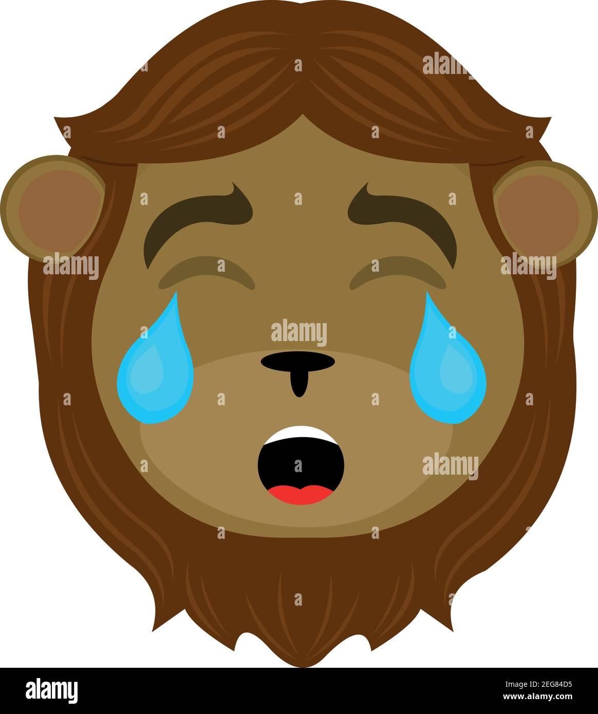Vector emoticon illustration cartoon of a lion's head with a sad ...