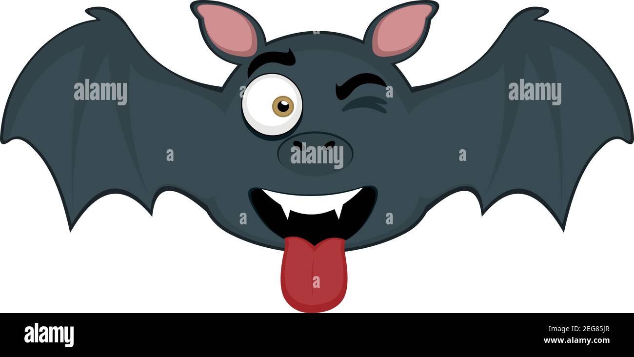 Vector emoticon illustration cartoon of a bat´s head with happy ...