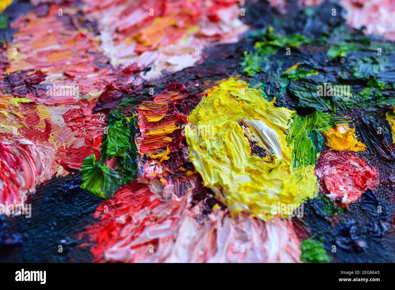 Different bright colors of oil paints are mixed close-up Stock Photo ...