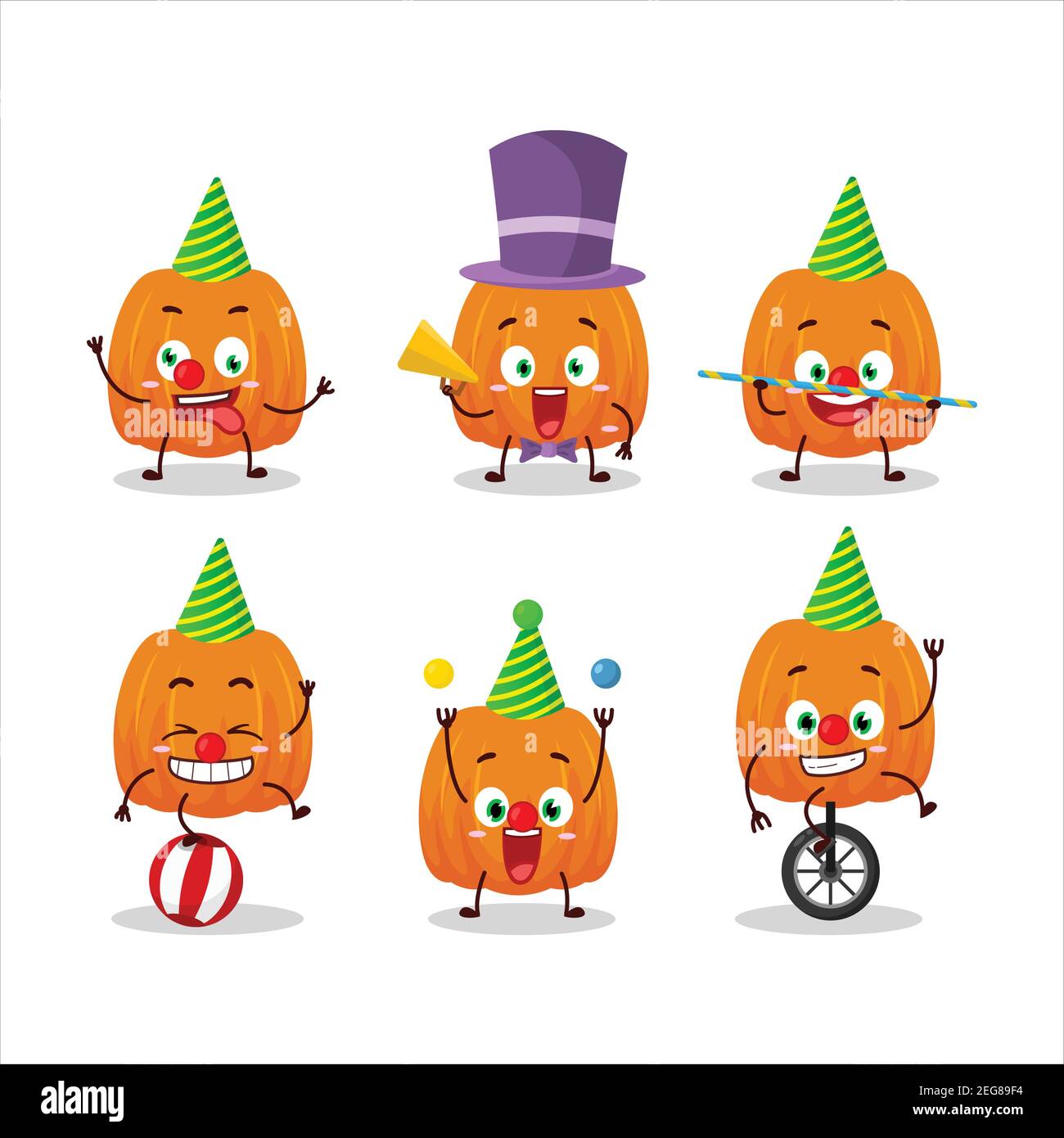 Cartoon character of new pumpkin with various circus shows. Vector ...
