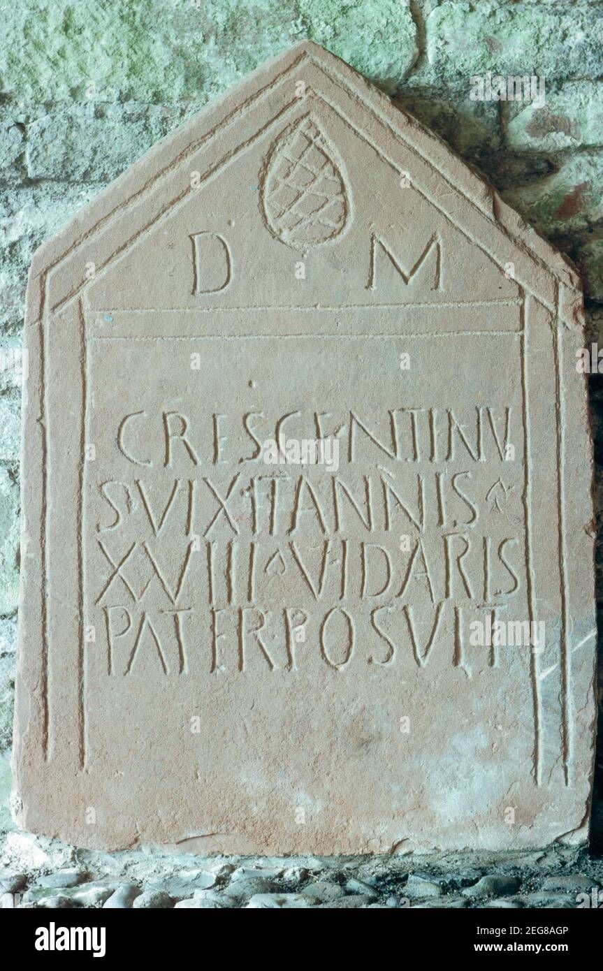 Roman Crescentinus tombstone at Brougham Norman Castle. Archival scan ...