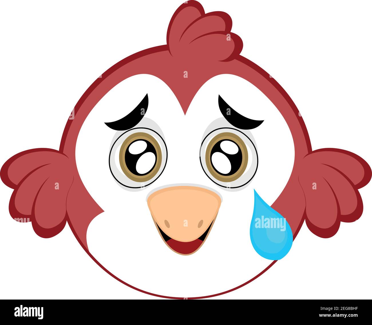 Vector emoticon illustration cartoon of a bird´s head with a sad ...