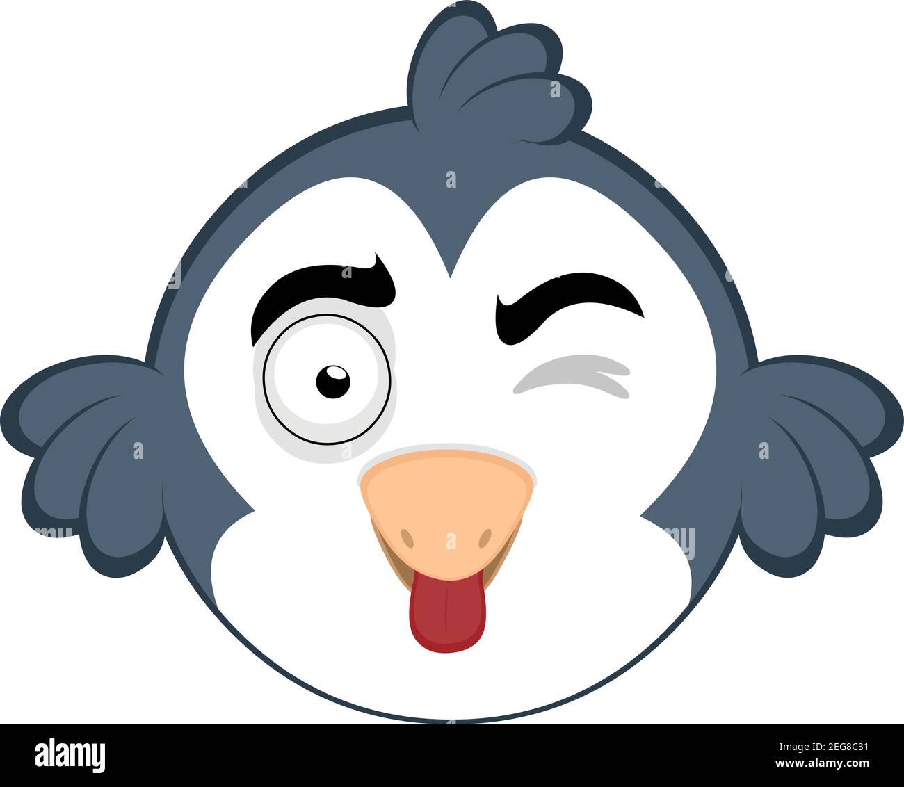 Vector emoticon illustration cartoon of a bird´s head with happy ...