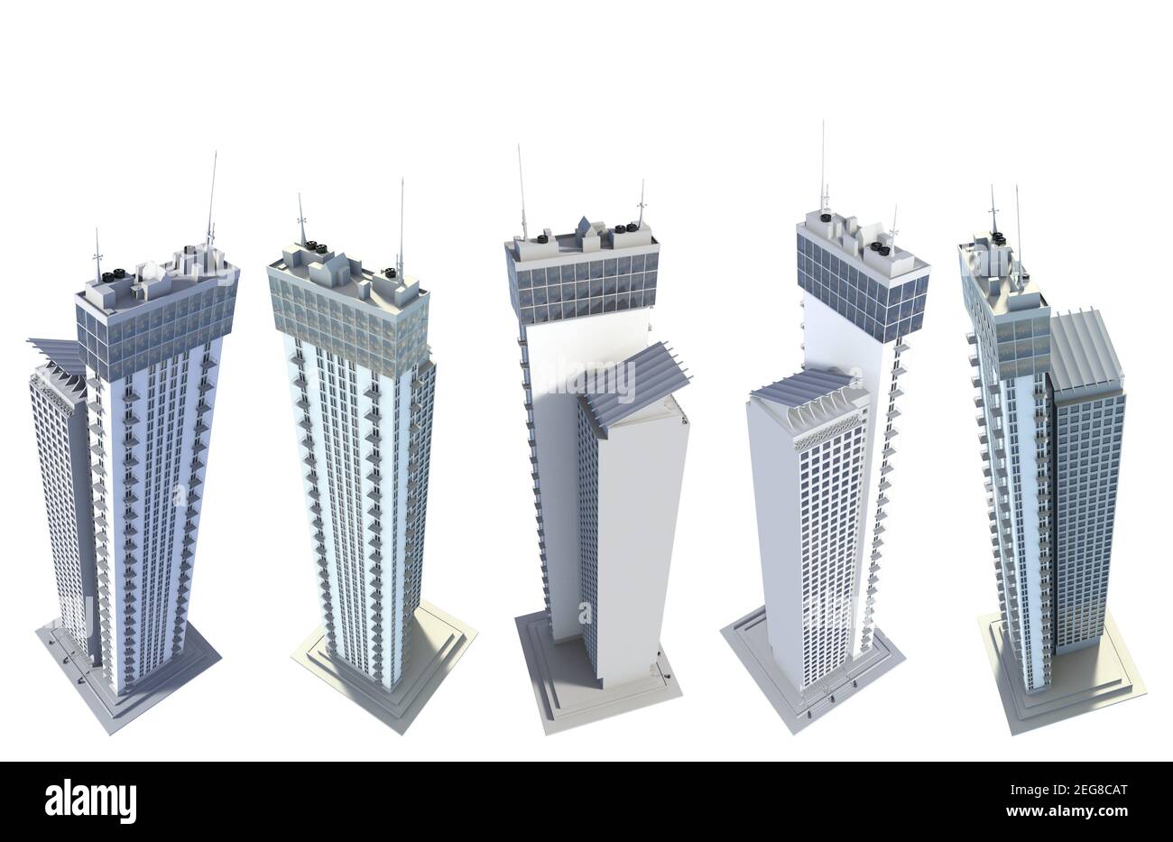 5 top view renders of fictional design city skyscrapers living towers ...