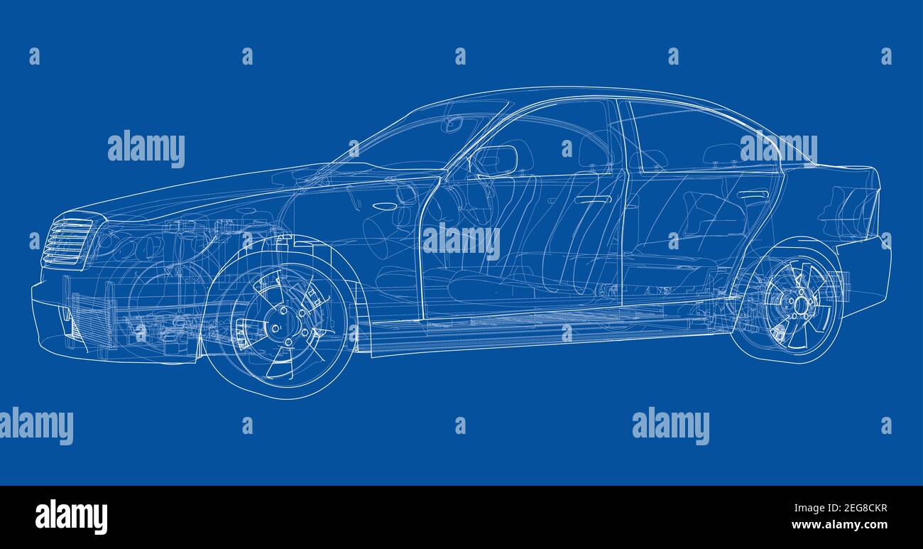 Electric Car With Chassis. Vector rendering of 3d Stock Vector Image ...