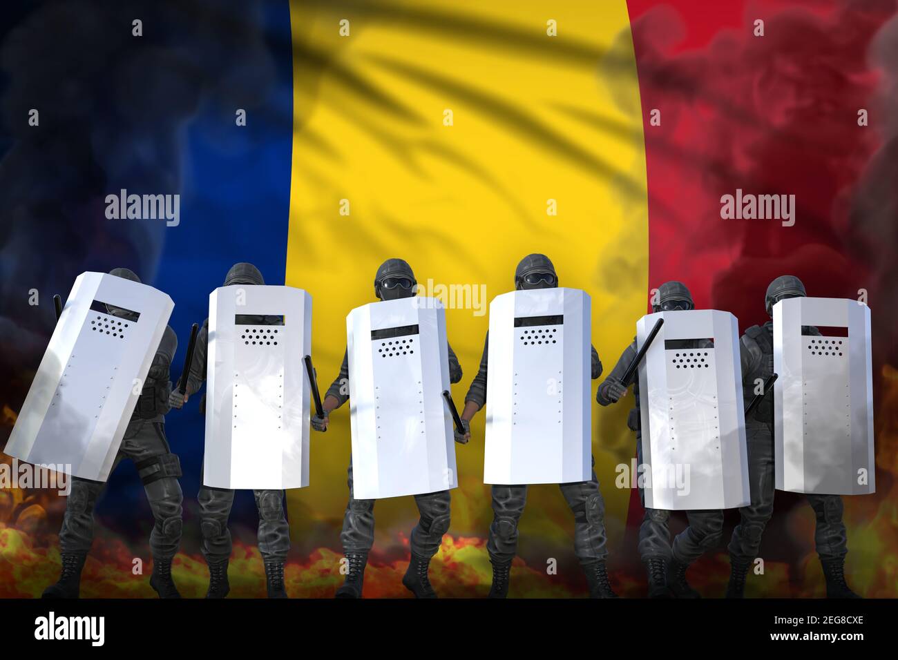 Romania police guards protecting country against revolt - protest ...