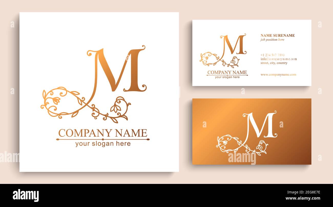 Letter M logo template. Monnogram, delicate floral design. Personal ...