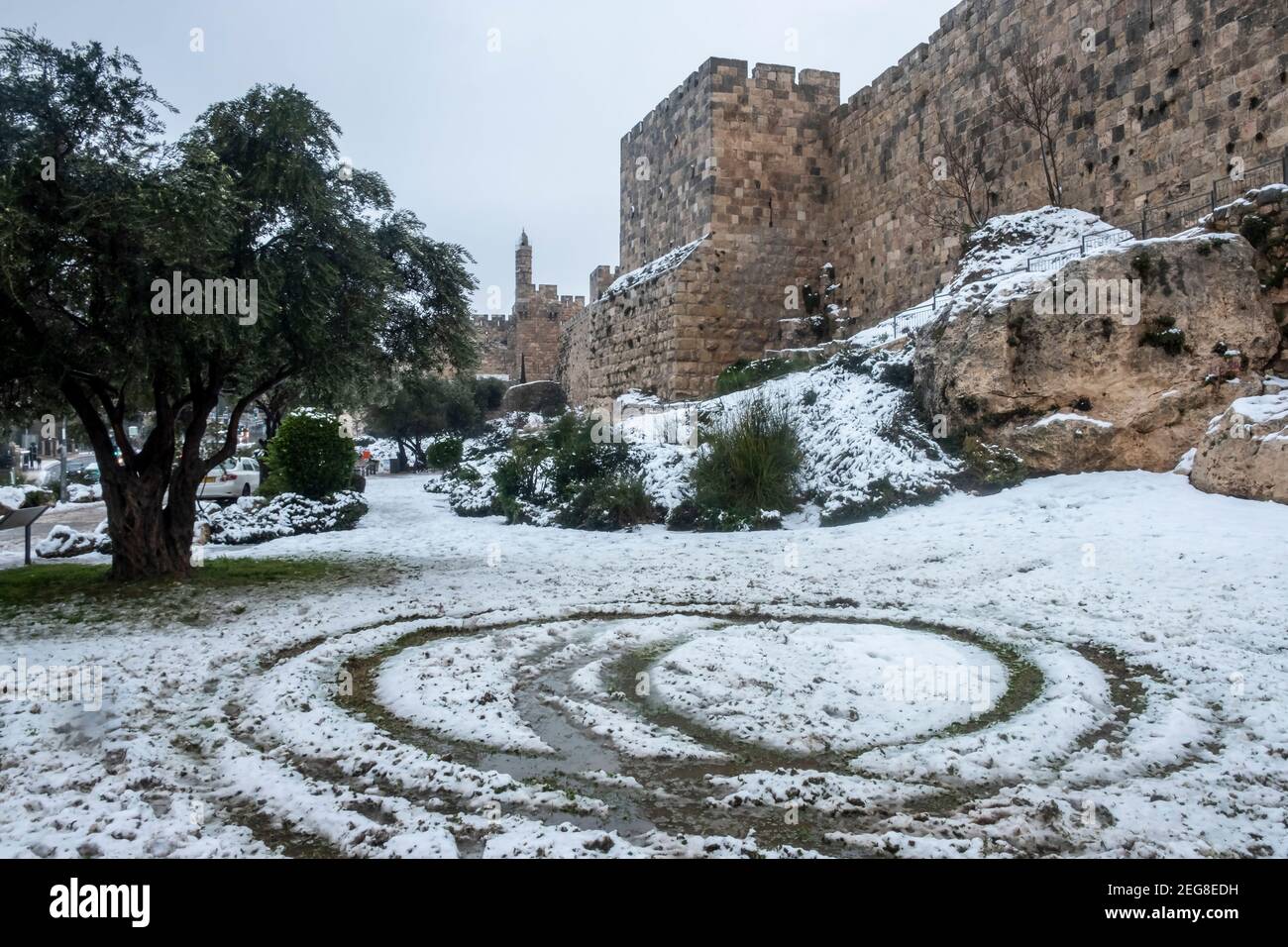 JERUSALEM, ISRAEL - FEBRUARY 17: View of the western edge of the old ...