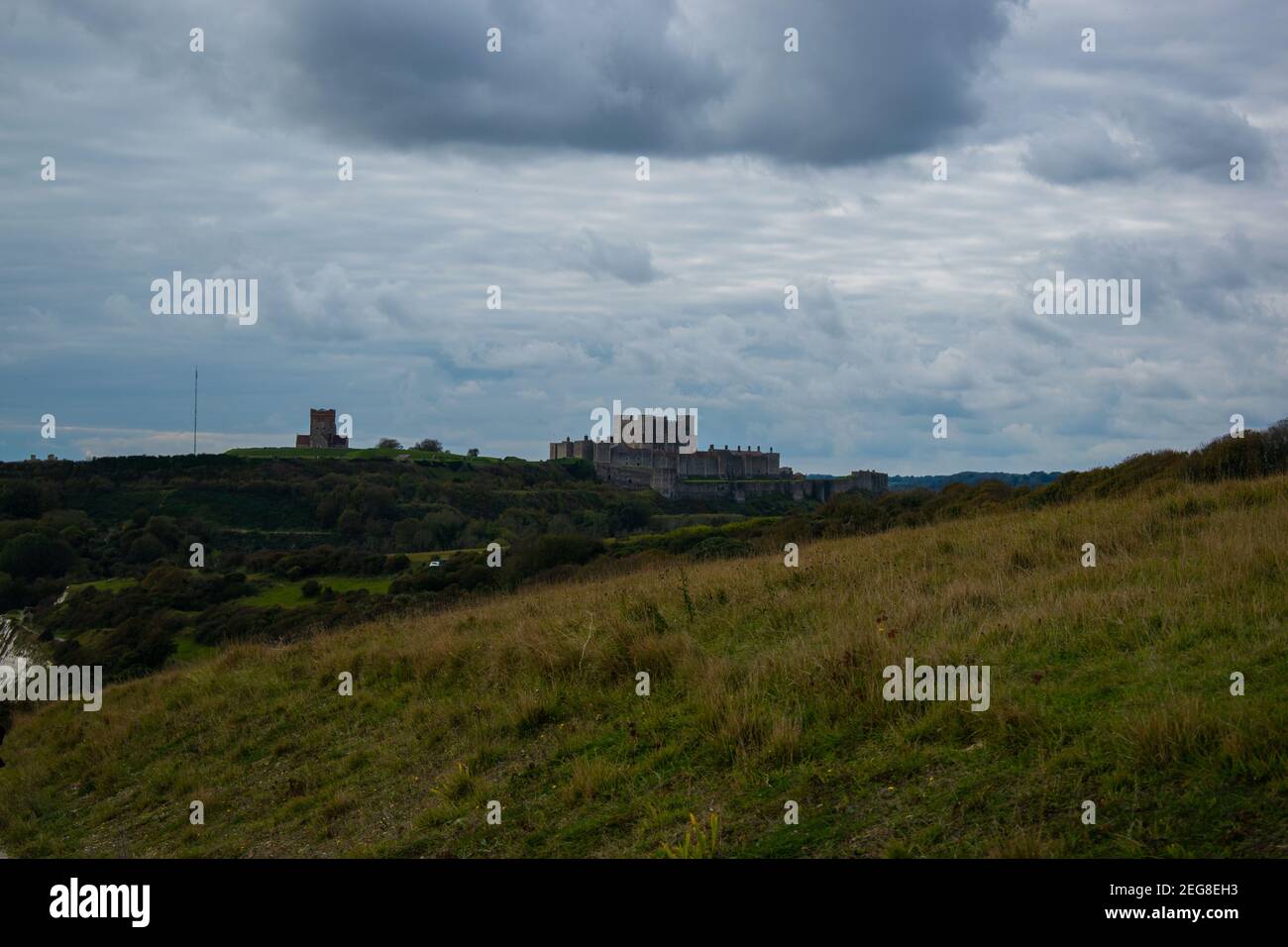 Dover castle from the White Cliffs Stock Photo - Alamy