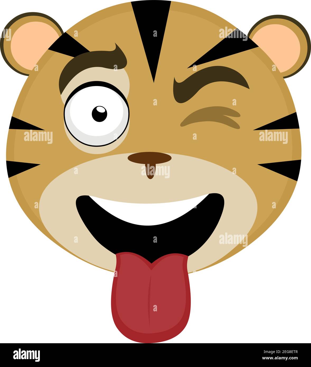 Vector emoticon illustration cartoon of a tiger´s head with happy ...