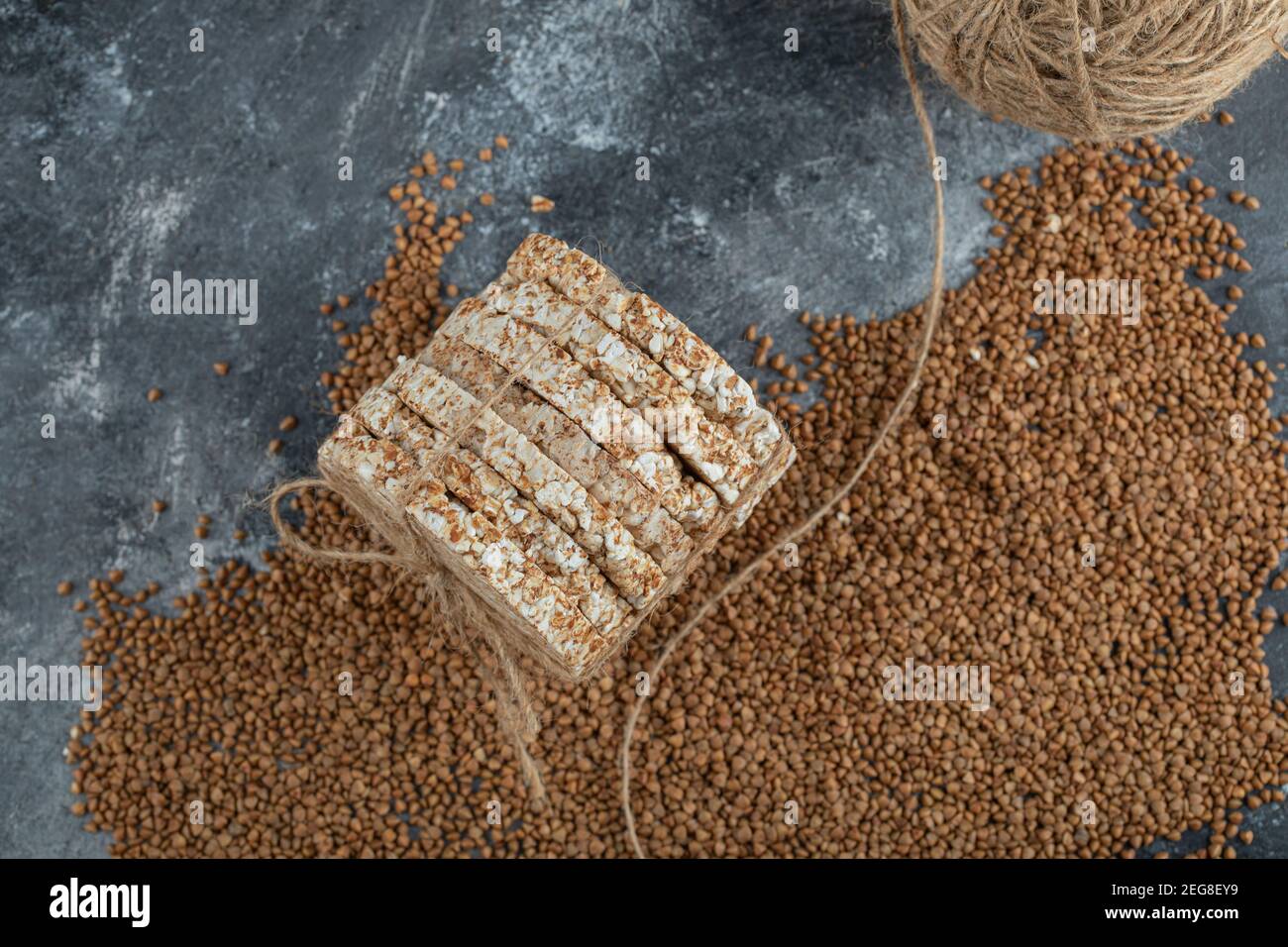 Stack of rice cake tied with rope on marble background Stock Photo - Alamy