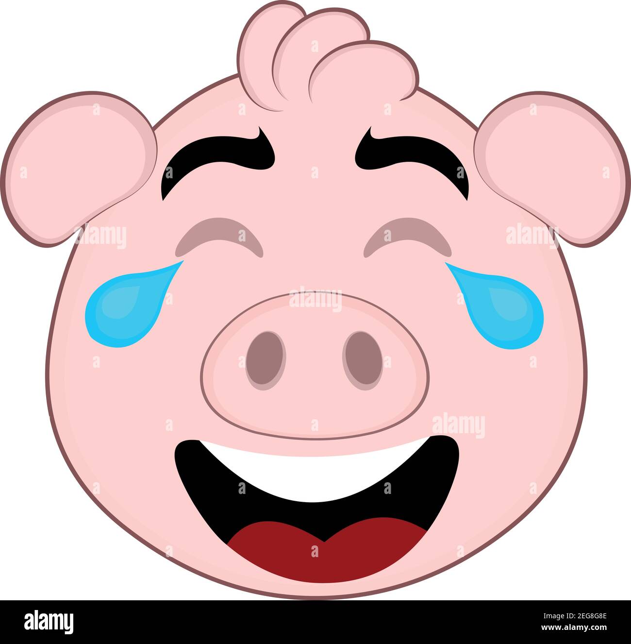 Vector emoticon illustration cartoon of a pig´s head with a happy ...