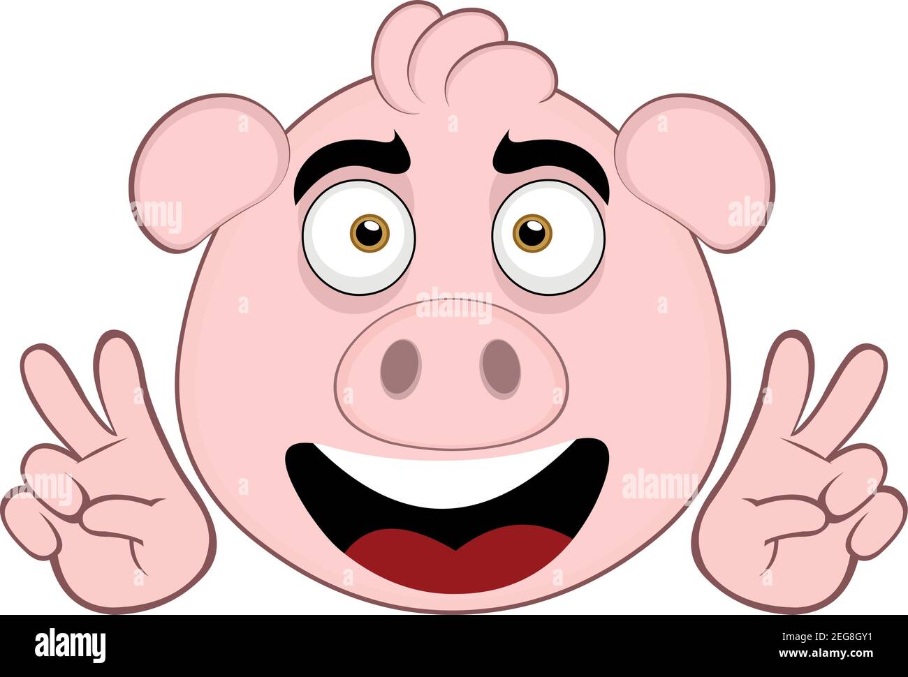 Vector emoticon illustration cartoon of a pig's head with a happy ...