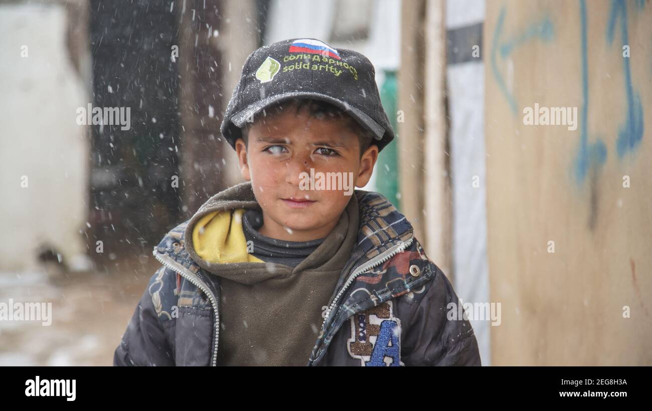 Syrian Refugee Little Boy in Refuge Camp in Aarsal at Syrian Lebanese ...