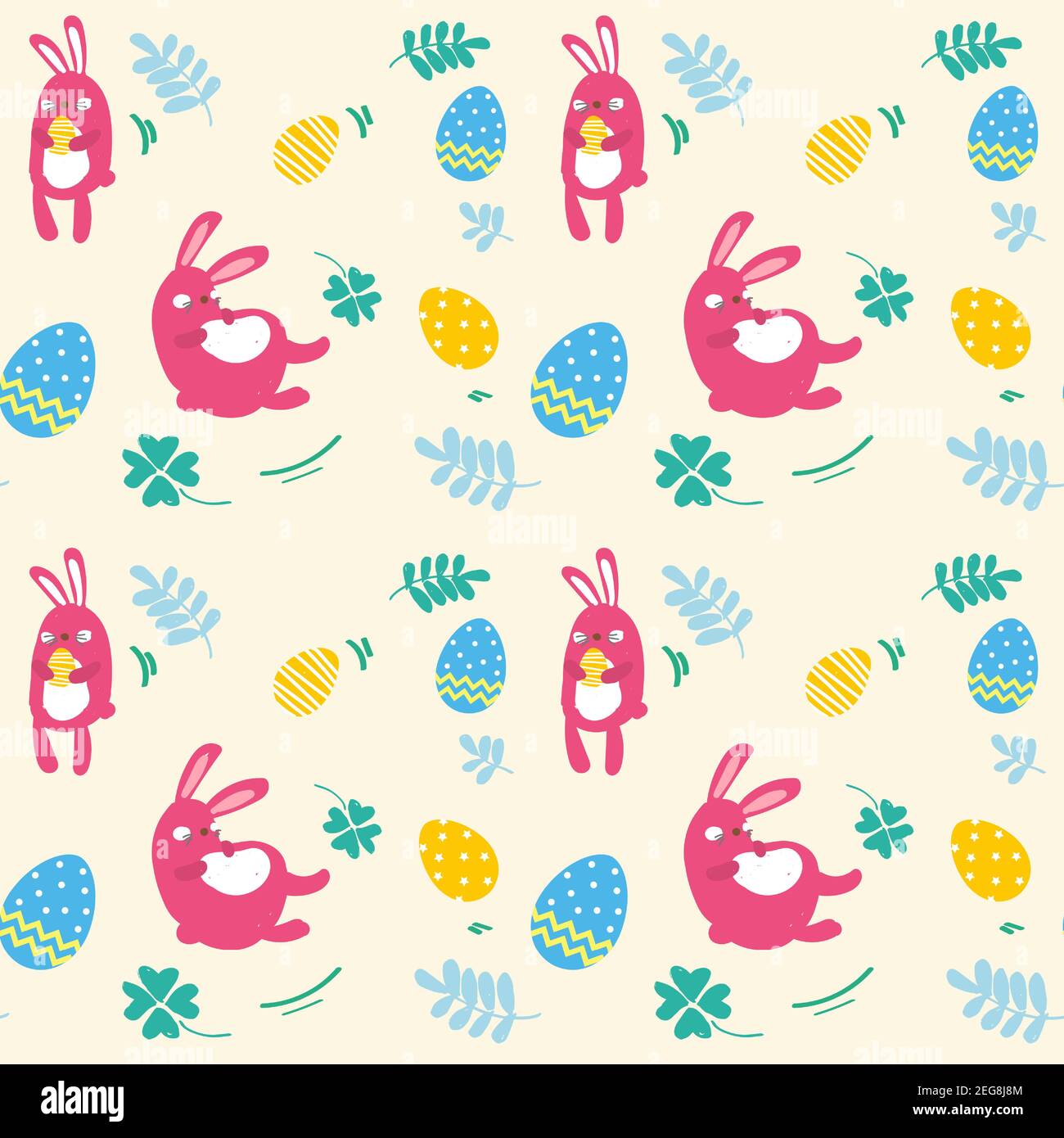 Colorful Easter egg and bunny seamless pattern for backgrounds, gift ...