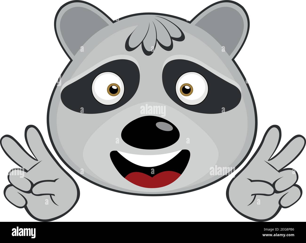 Vector emoticon illustration cartoon of a raccoon's head with a happy ...