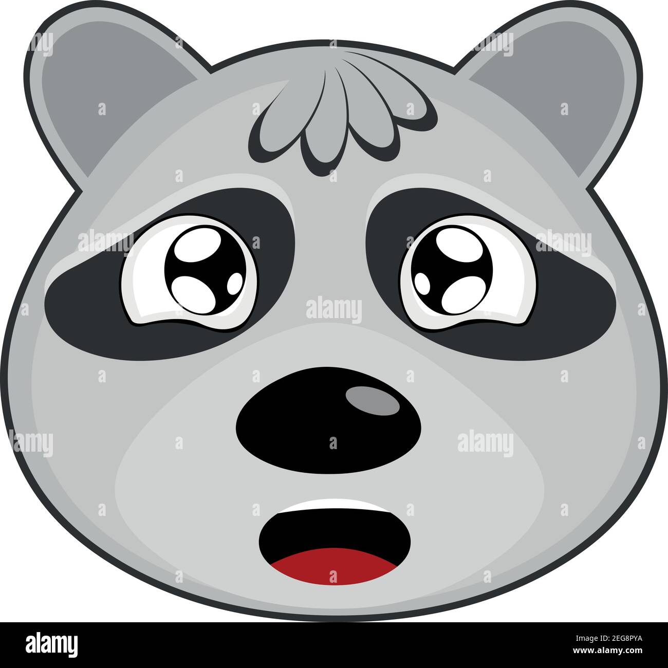 Vector emoticon illustration cartoon of a raccoon´s head with an ...