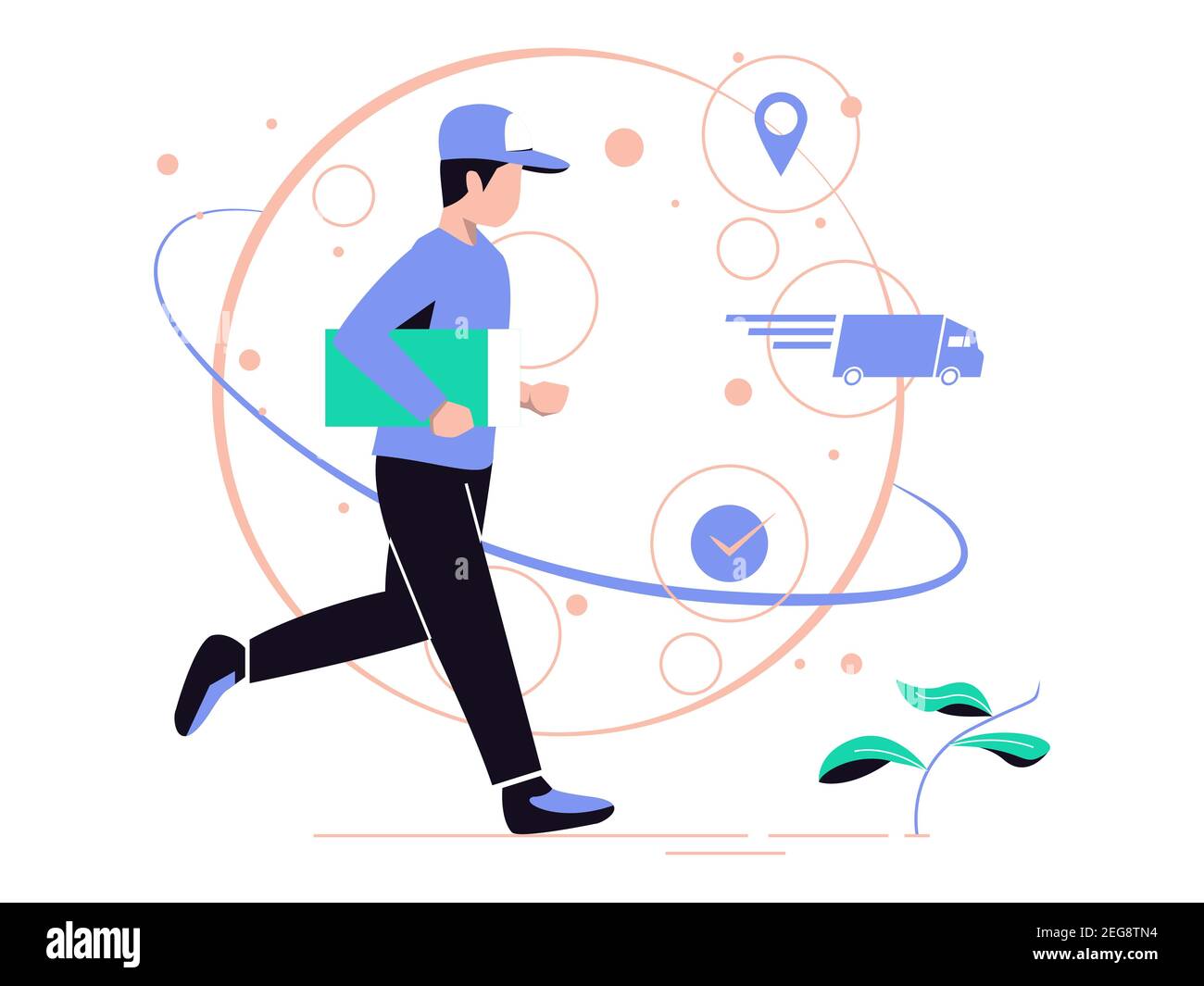 Fast delivery man. Courier provides free delivery of goods or postal ...