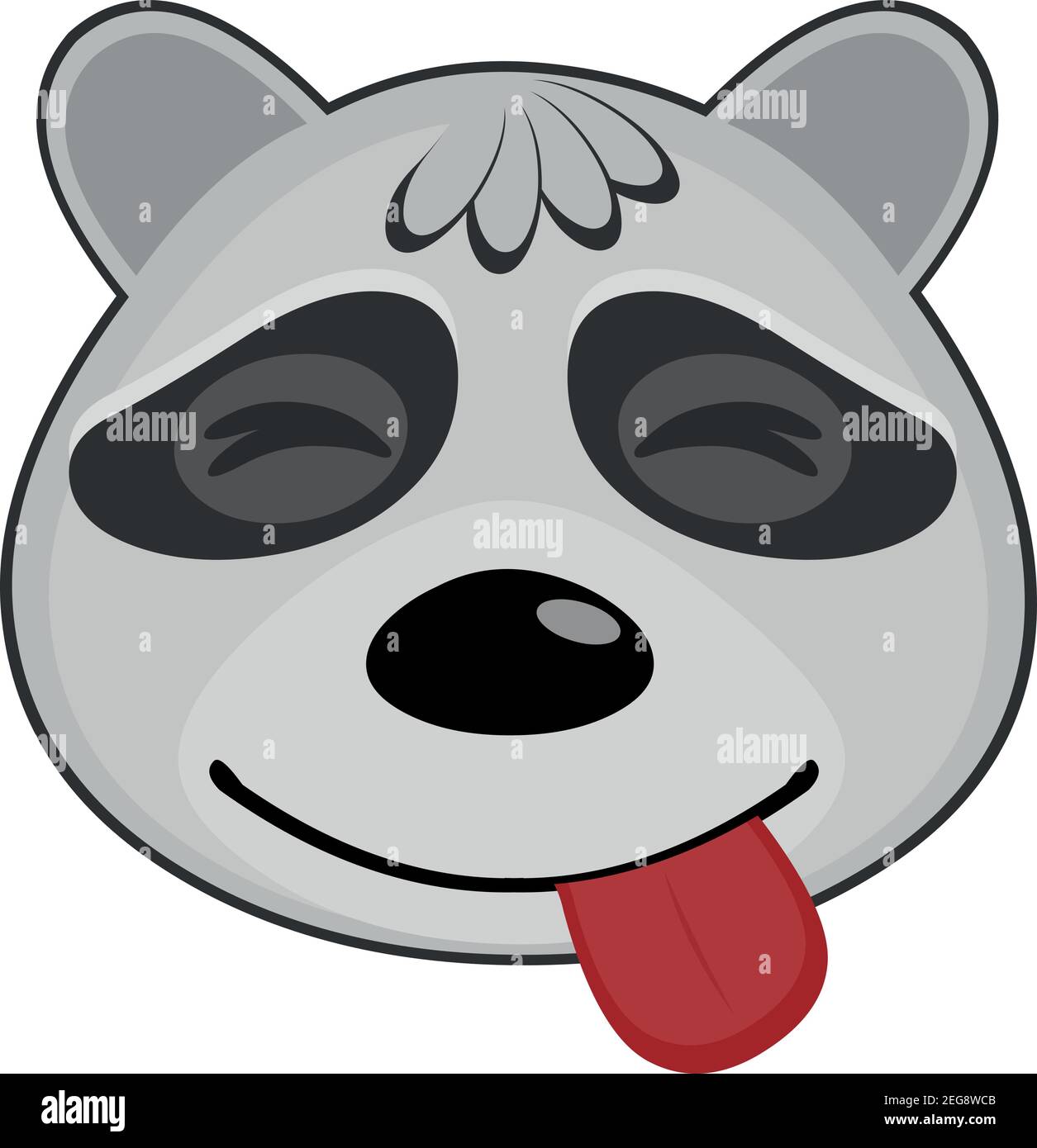 Vector emoticon illustration cartoon of a raccoon's head with a joyful ...
