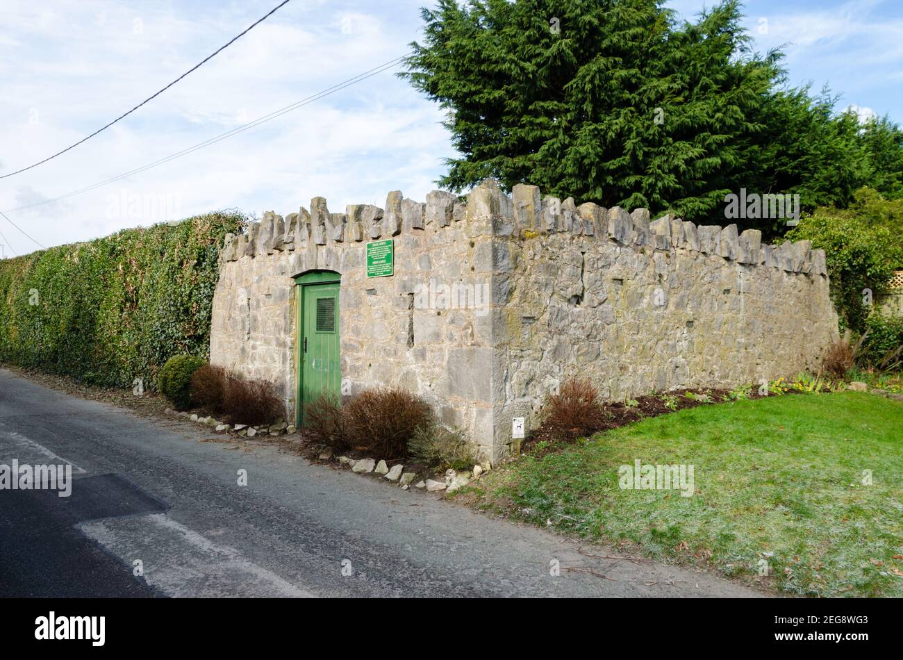 Caerwys, Flintshire; UK: Feb 11, 2021: The square, stone built shelter ...
