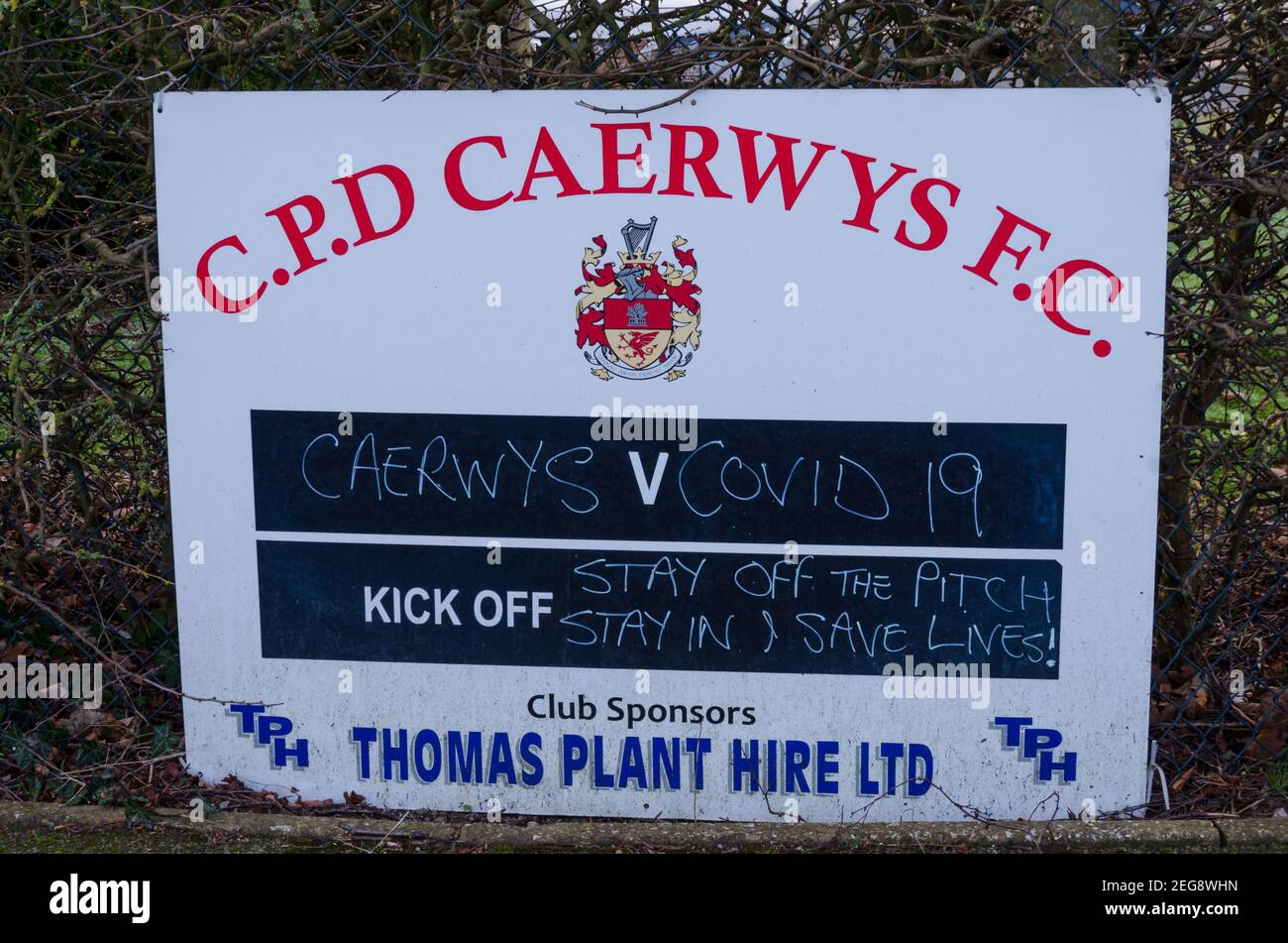 Caerwys village town sign hi-res stock photography and images - Alamy