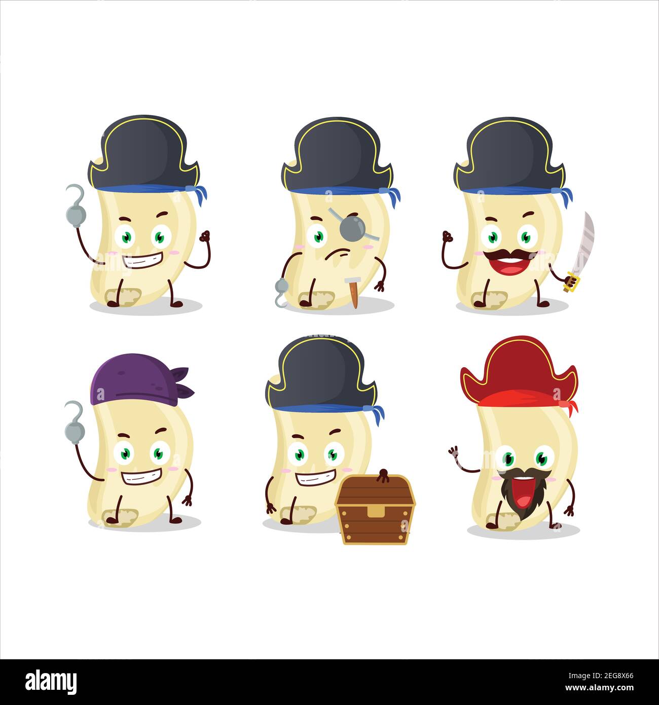 Cartoon character of slice of garlic with various pirates emoticons ...