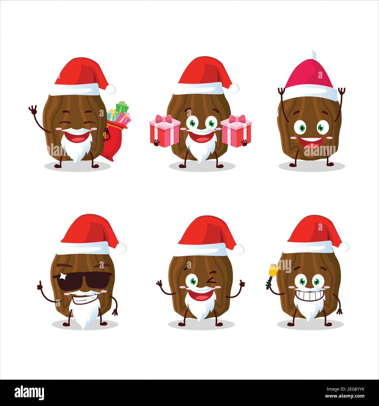Santa Claus emoticons with date fruit cartoon character. Vector ...