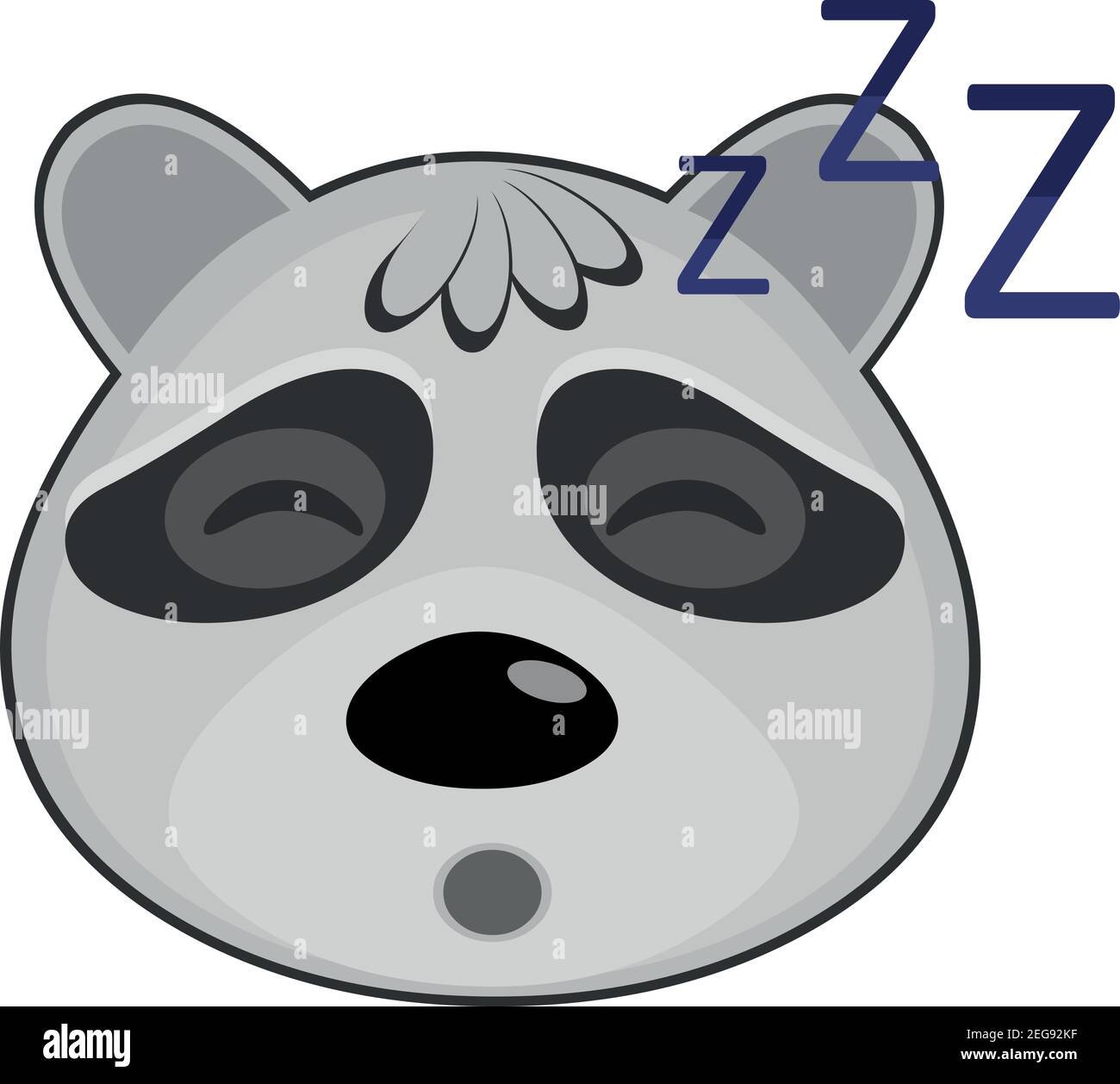 Vector emoticon illustration cartoon of a raccoon's head with tired ...