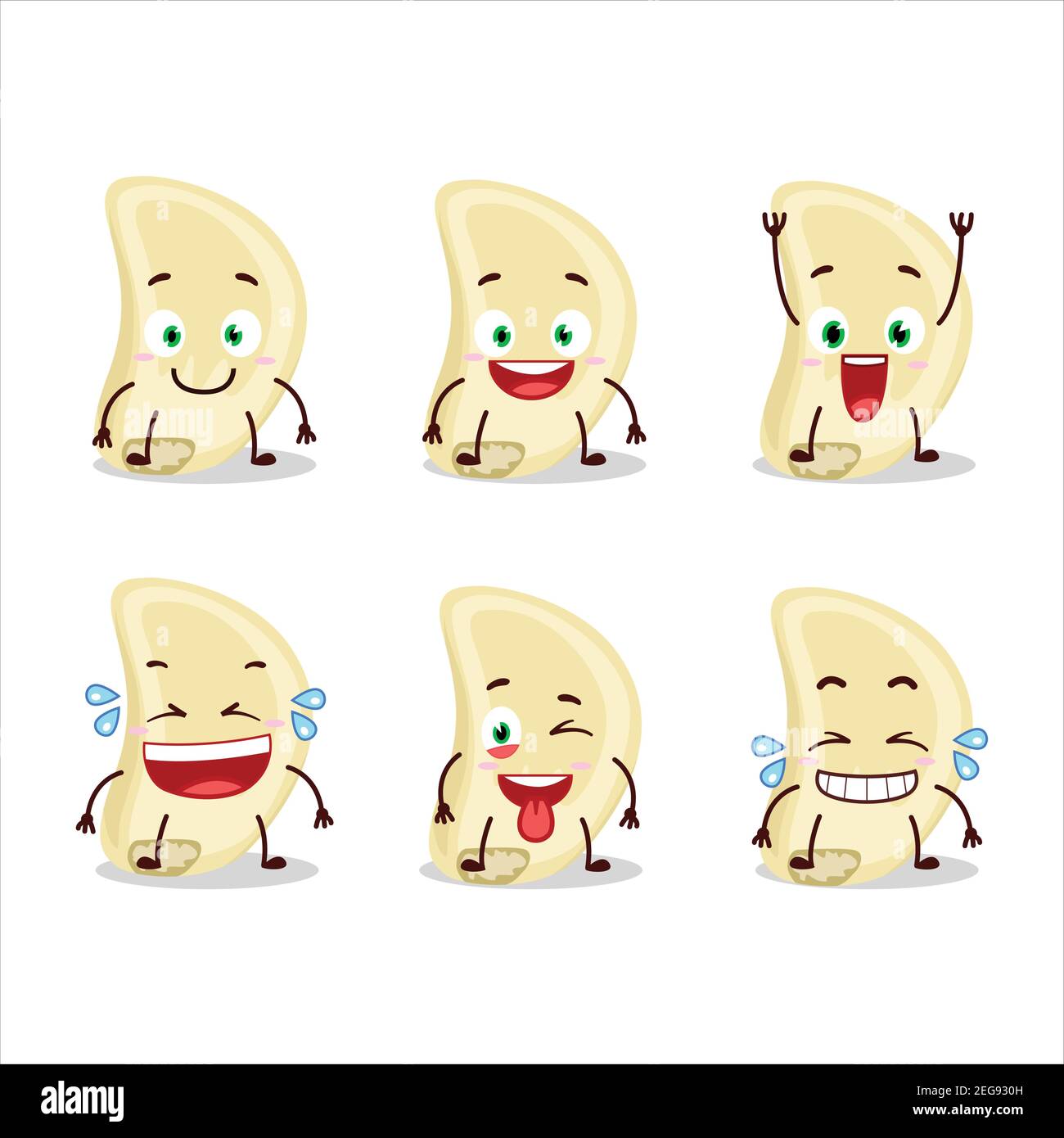 Cartoon character of slice of garlic with smile expression. Vector ...