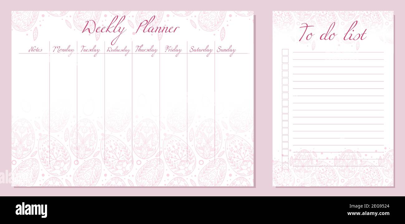 Set of day organization templates with tribal easter egg. Weekly ...