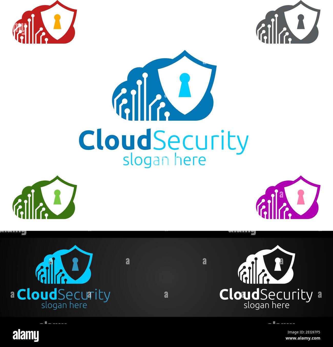 Digital Cloud Security Logo for Network, Internet , Hosting or Backup ...