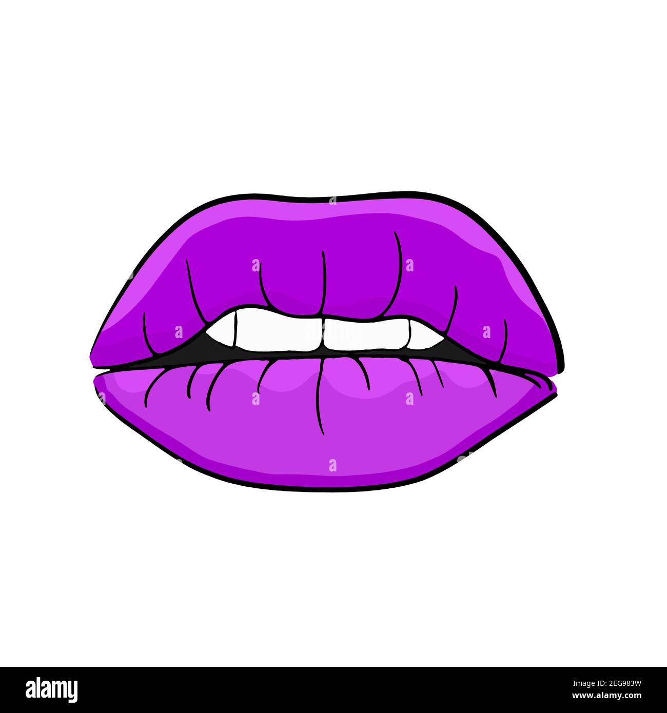 Woman lips, illustration design red smiley Stock Photo - Alamy