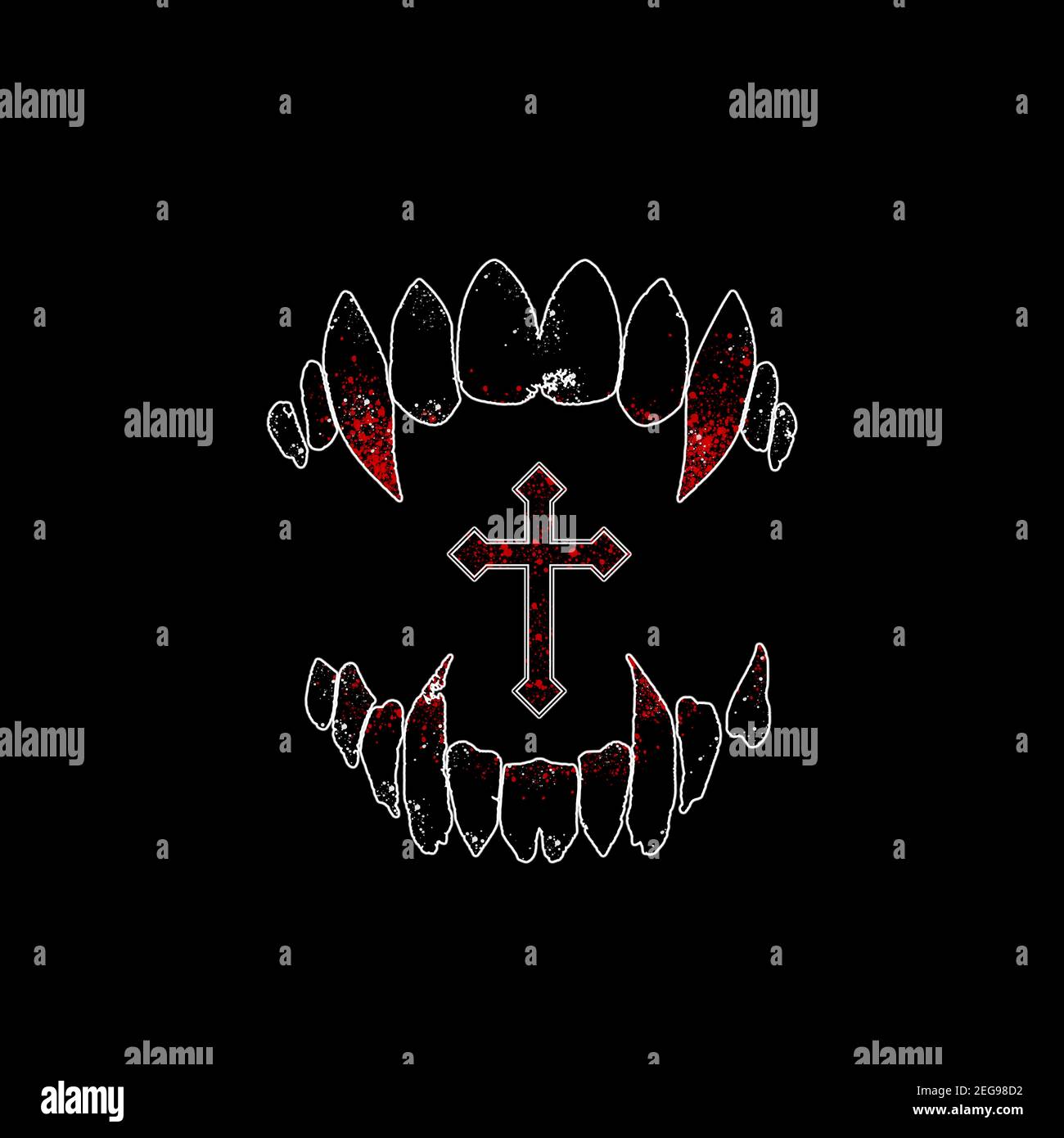 Vampire teeth, horror mouth Cross Stock Photo - Alamy