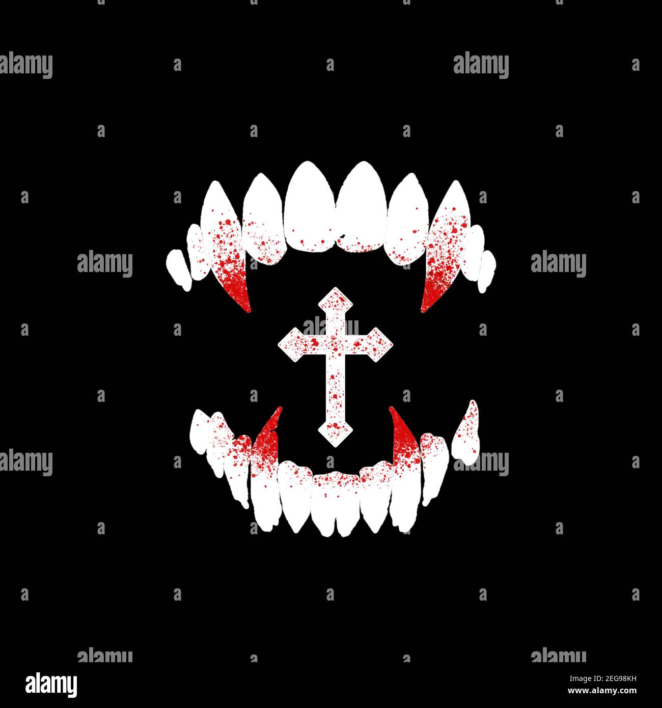 Vampire teeth, horror mouth Cross Stock Photo - Alamy