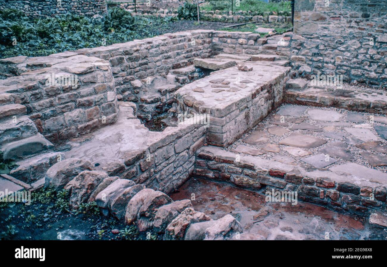 Remains of bath at Piercebridge Roman Fort site (Morbium, Vinovium) in ...