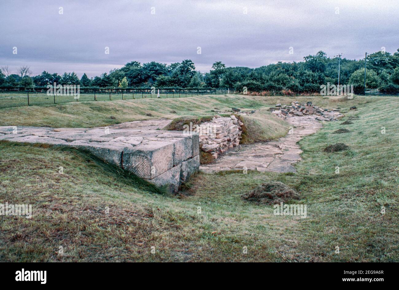 Abutment and pavement (or a causeway) remains at Piercebridge Roman ...