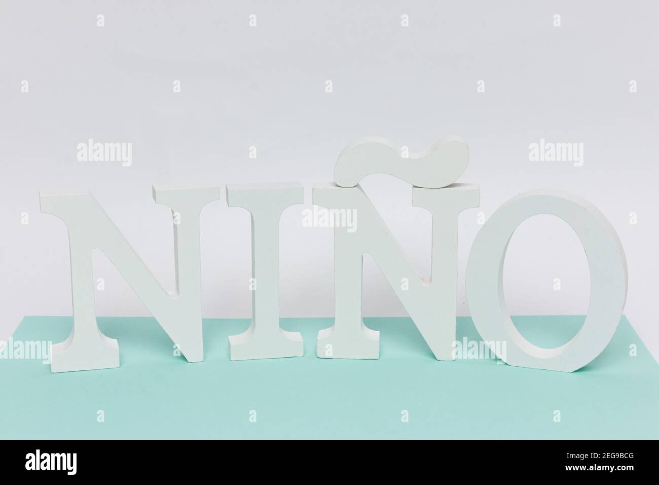 Beautiful Spanish "NIN" writing isolated on a white background Stock ...