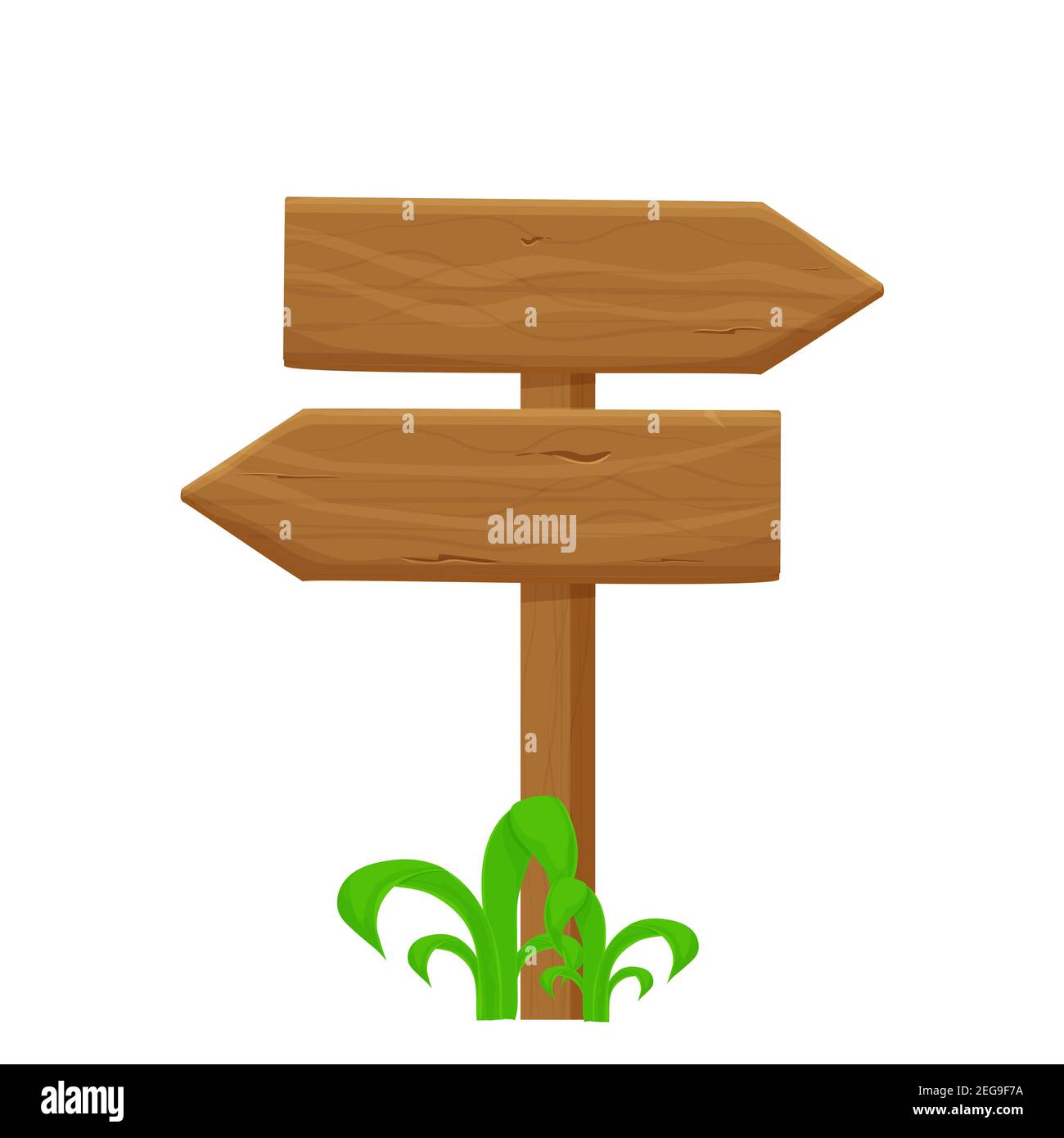 Wood signpost, pointing with direction in cartoon style isolated on ...