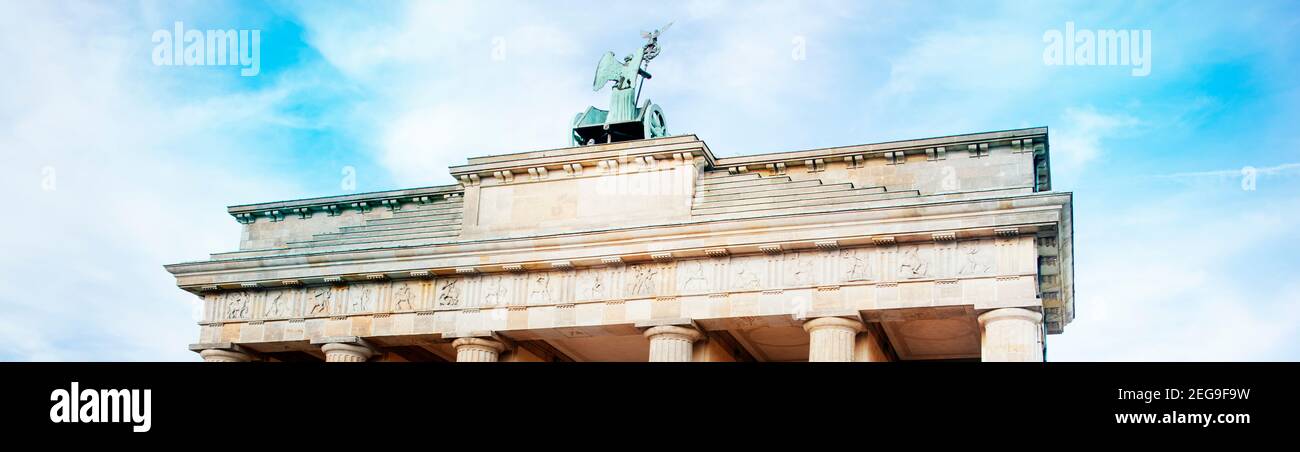detail of the top section of the popular Brandenburg Gate in Berlin ...