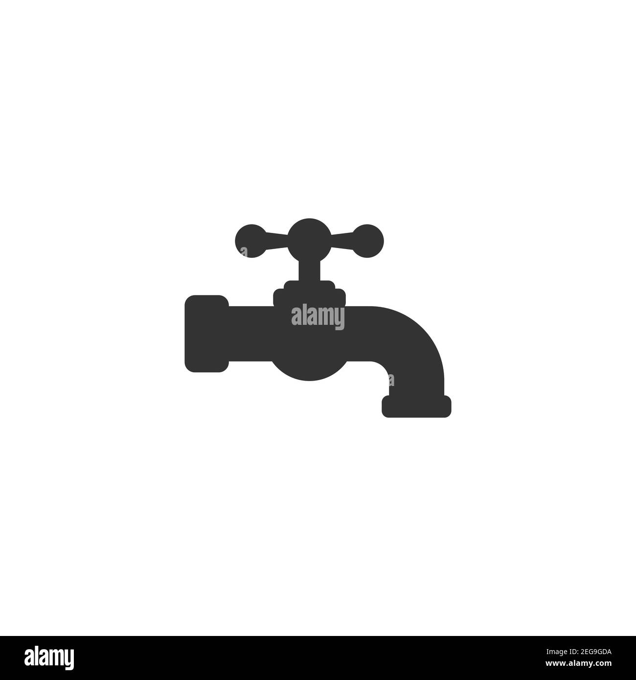 water tap with classic old valve. black icon isolated on white. Faucet ...
