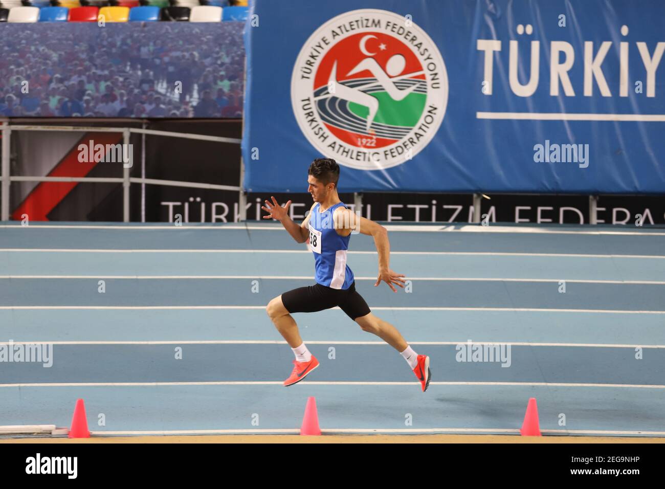 ISTANBUL, TURKEY - FEBRUARY 07, 2021: Undefined athlete running during ...