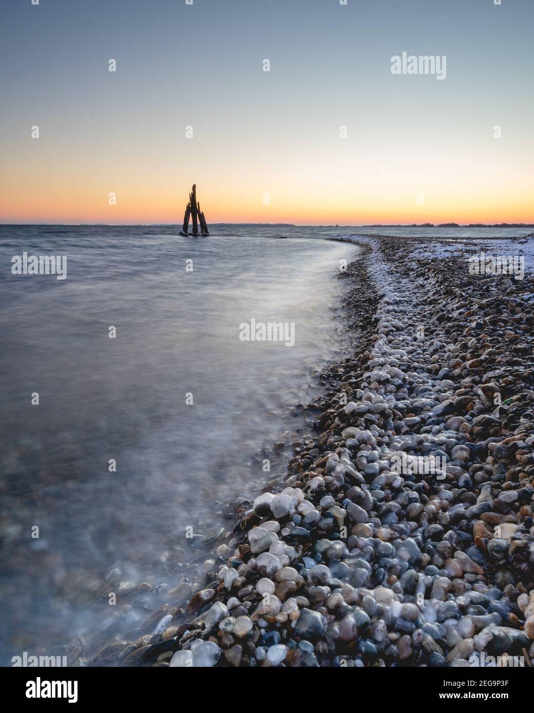 Ice cold morning on the coast in Den Osse Zeeland, The Netherlands ...